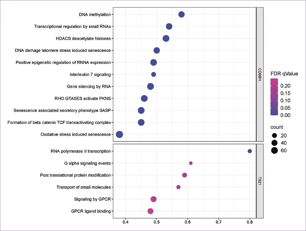 Transcriptomic differences of leukemic stem cells with profiles CD99 ...