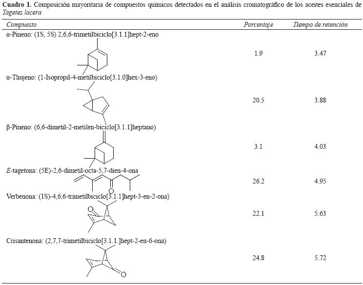 Composición del aceite esencial de Tagetes lacera, planta endémica de ...